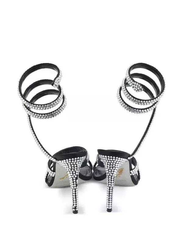 Rene Caovilla Cleo Satin Embellished Stiletto Sandals
