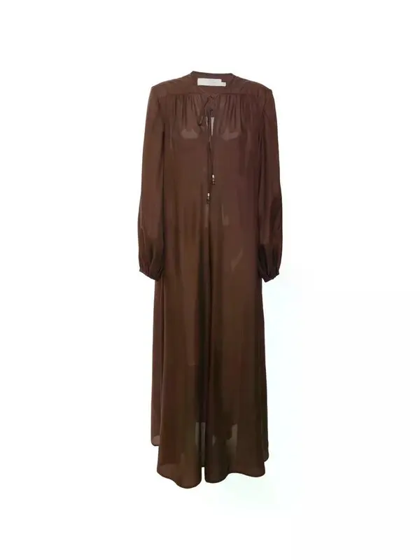 Zimmermann Long Sleeve Silk Maxi Dress - Brown