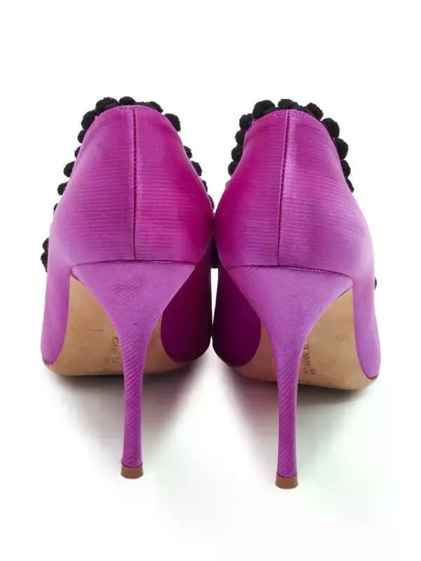 Manolo Blahnik Bb Pointed-toe Pumps With Pom-pom Trim
