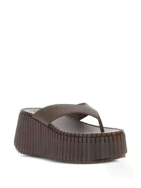 Chloé Nama Platform Thong Sandals - Brown
