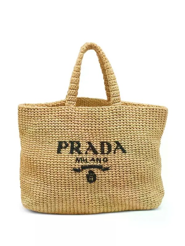 Prada Raffia Tote Bag - Neutrals