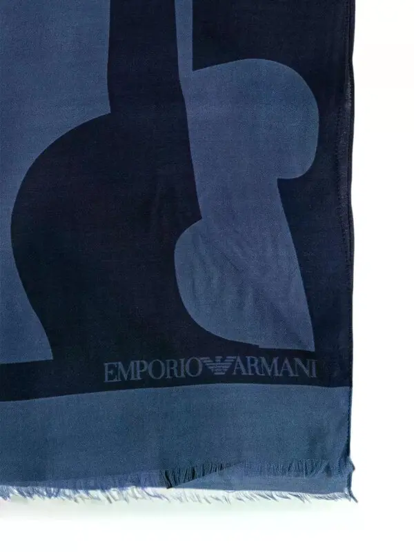 Emporio Armani Logo-print Frayed Scarf