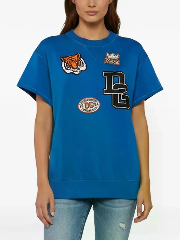 Dolce & Gabbana Logo Appliqué Cotton T-shirt - Blue