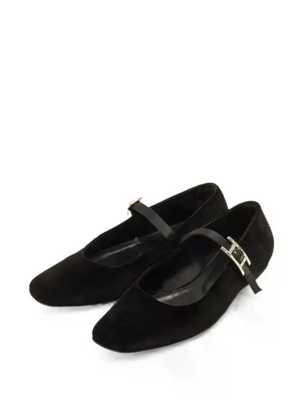 Hermès Velvet And Satin Buckle-fastening Ballet Flats
