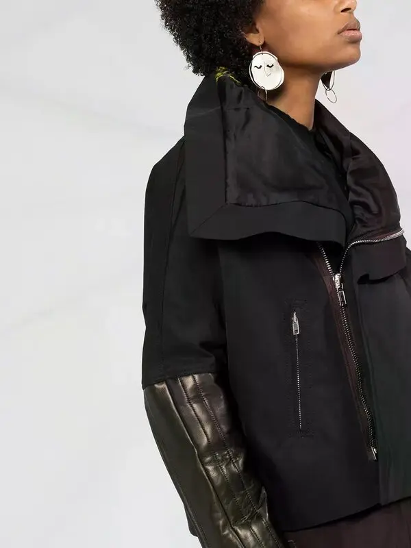 Rick Owens Leather Sleeve Zipped Jacket