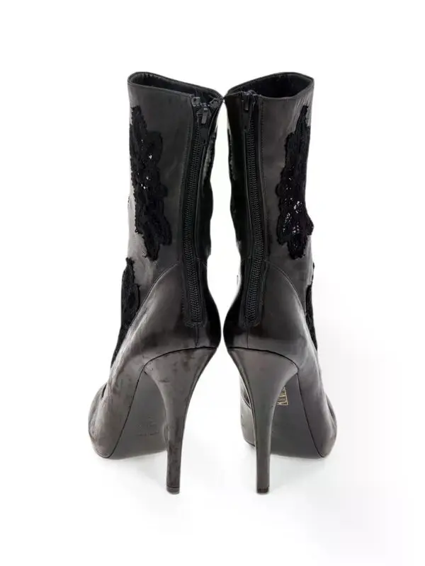 Dolce & Gabbana Lace Detail Calf Leather Ankle Boots
