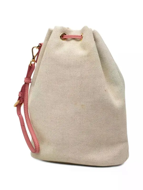 Prada Canvas Canapa Logo Drawstring Pouch - Neutrals