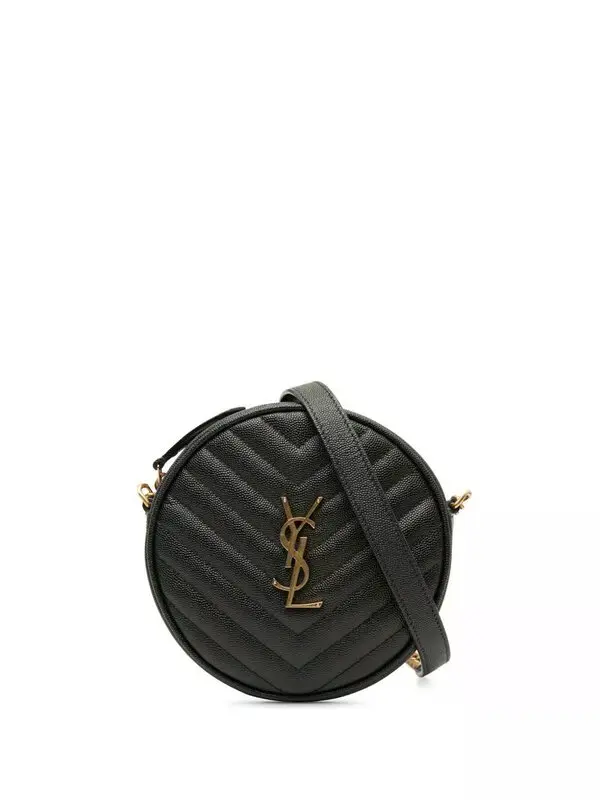 Saint Laurent Quilted Chevron Round Camera Bag - Black