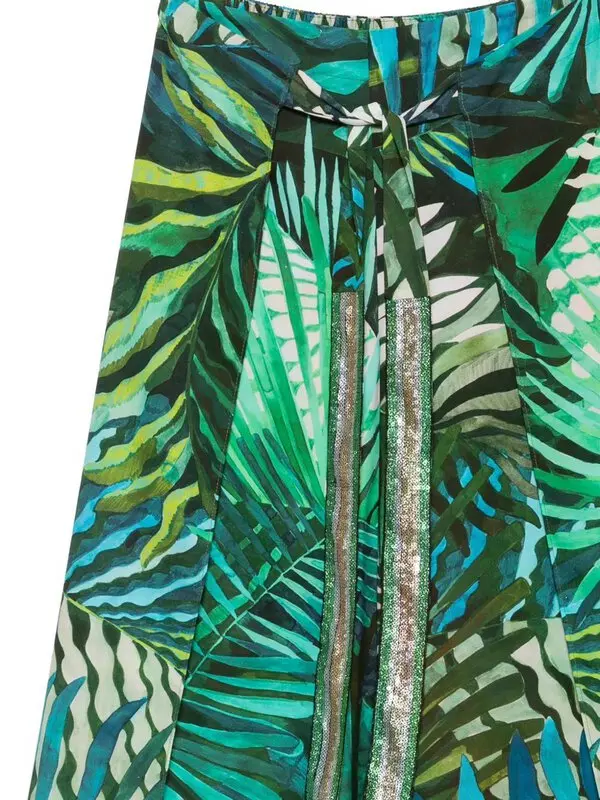 HANITA Wide Leg Tropical Print Trousers