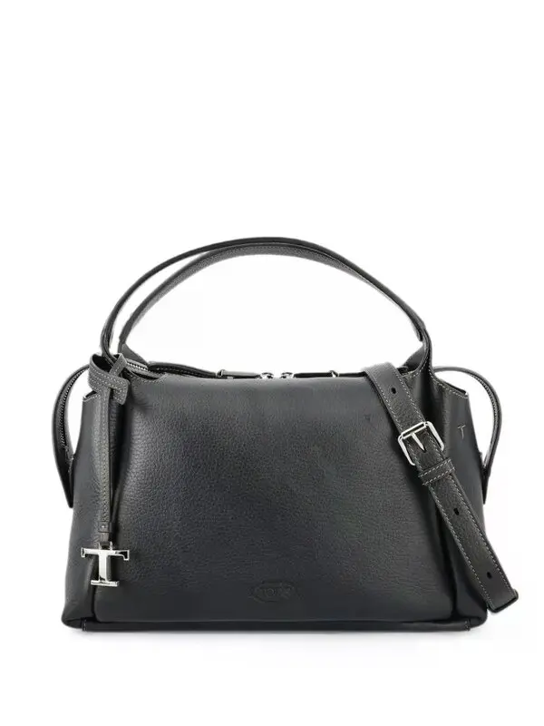 TOD'S T-pendant Pebble-leather Handbag - Black