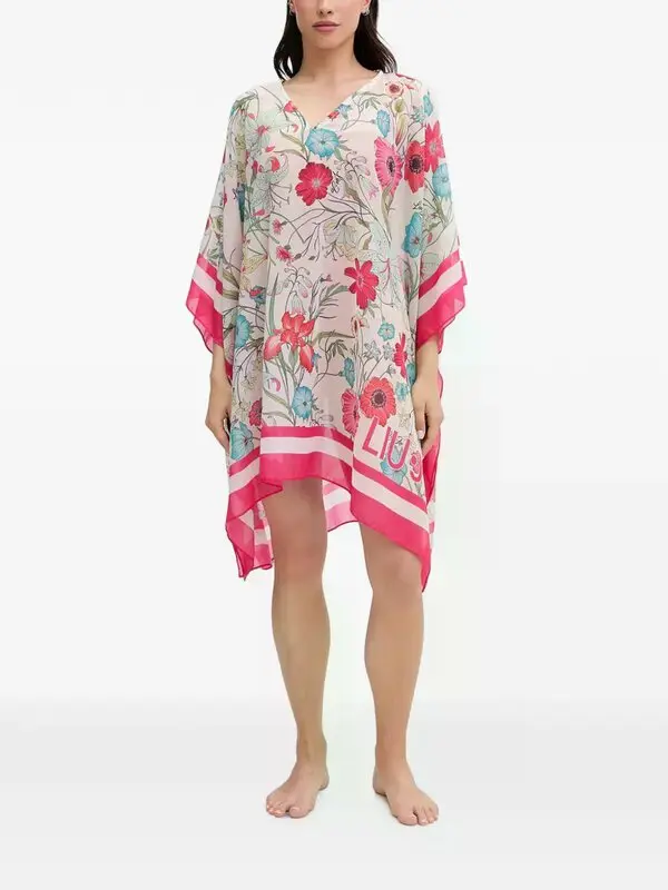 Liu Jo Floral Print Kaftan - Neutrals