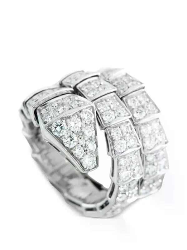 BVLGARI Serpenti Pavé Diamond Ring In 18k White Gold - Silver