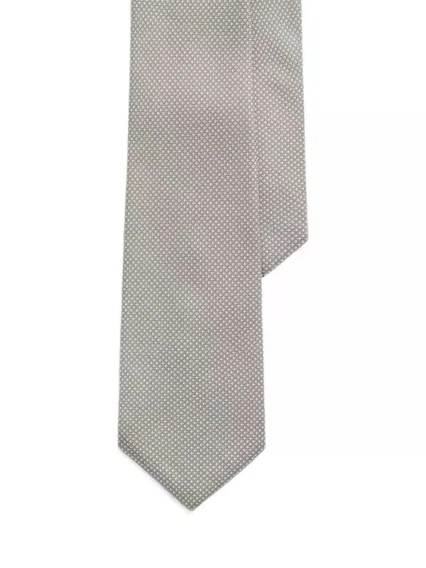 Ralph Lauren Purple Label Geometric-print Cashmere-silk Tie - Grey