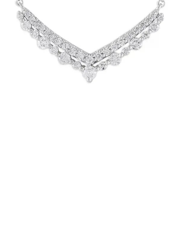 LB EXCLUSIVE 14k White Gold Pavé-set Diamond V-pendant Necklace