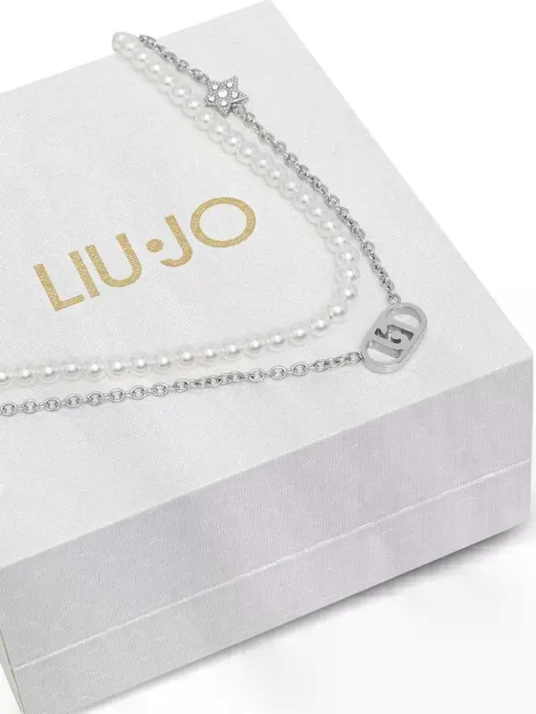 Liu Jo Layered Pearl And Crystal Star Motif Necklace - Silver