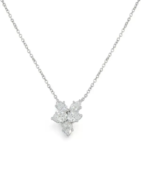 Harry Winston Platinum Diamond Pendant Necklace - Silver