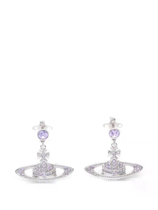 VIVIENNE WESTWOOD Tone Orb Motif Rhinestone Drop Earrings - Silver
