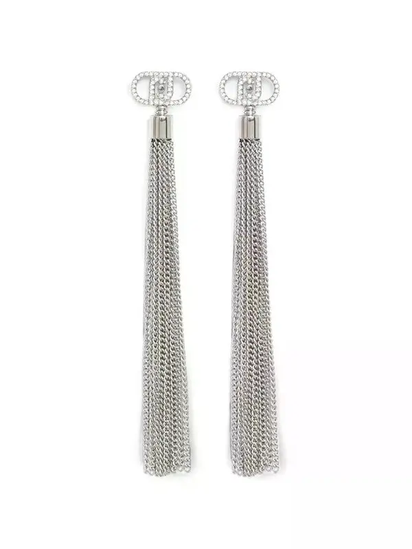 Liu Jo Crystal-embellished Chain-fringe Earrings - Silver