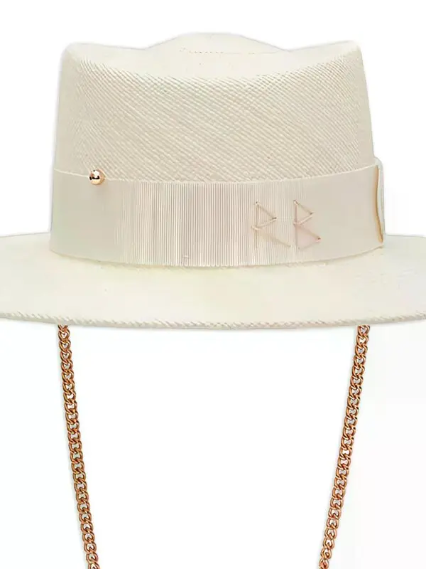 Ruslan Baginskiy Straw Gambler Hat With Chain Strap