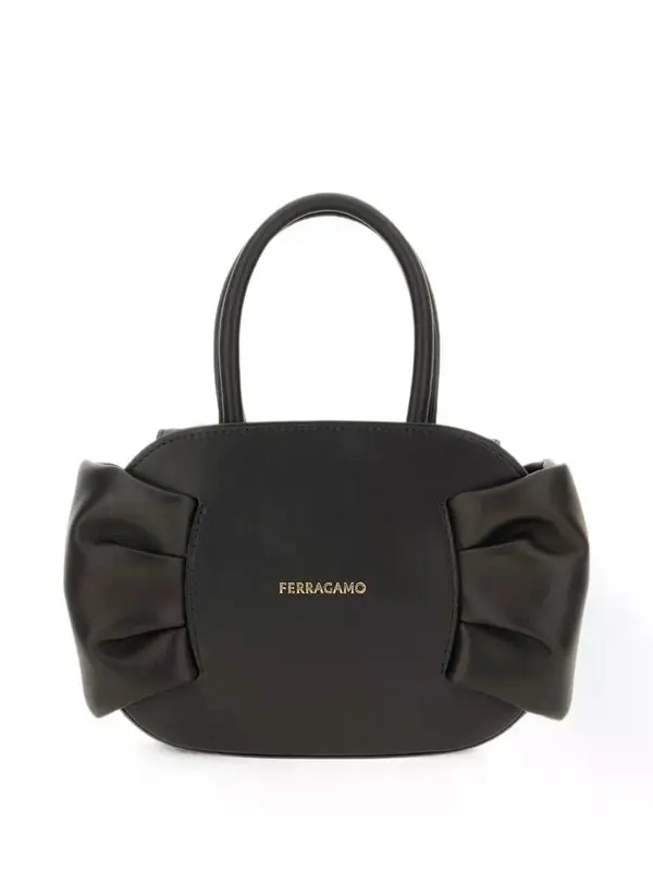FERRAGAMO Bow Detail Leather Tote Bag