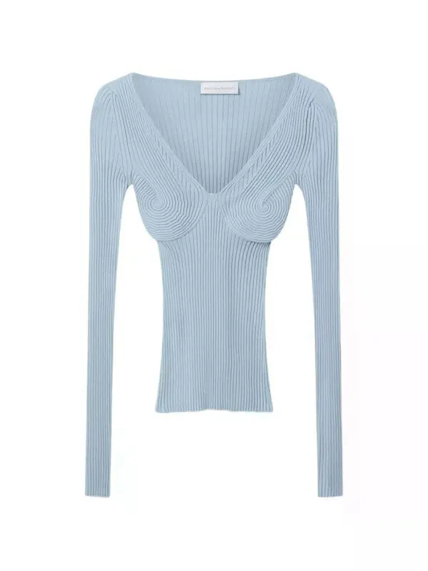 Stella McCartney Ribbed Knit V-neck Long Sleeve Top