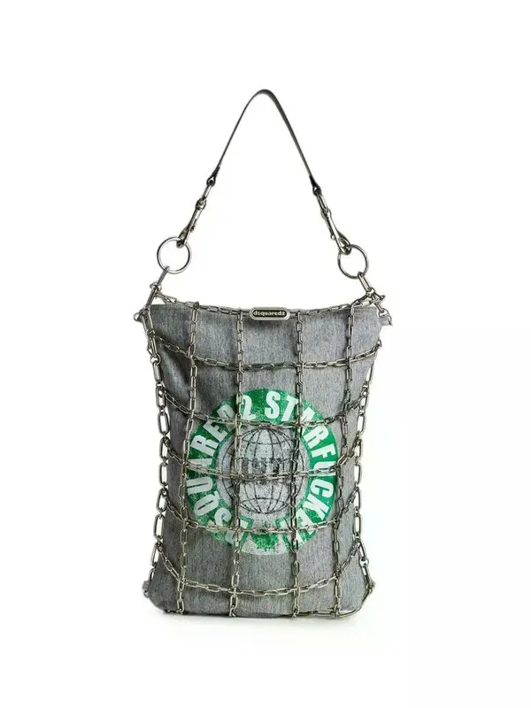 Dsquared2 Chain-link Jersey Shoulder Bag - Grey