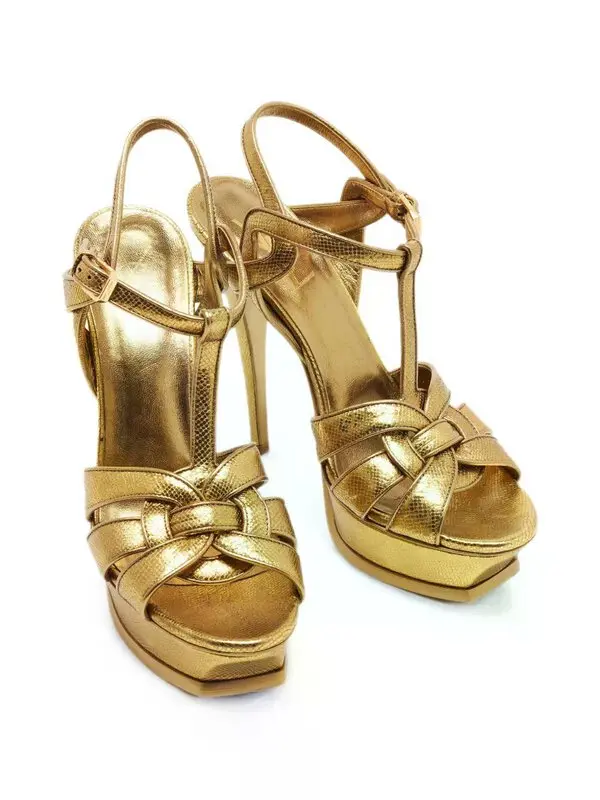 Saint Laurent Tribute Lizard-embossed Leather Platform Stiletto Sandals