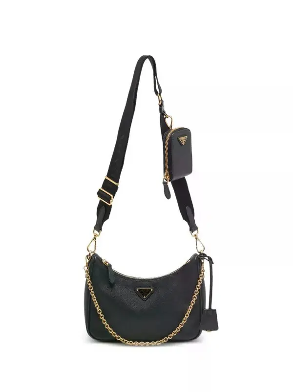 Prada Re-edition 2005 Saffiano Lux Leather Shoulder Bag - Black