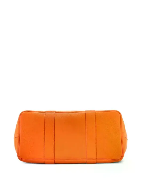 Hermès Garden Party Tote Leather Satchel With Printed Interior - Orange