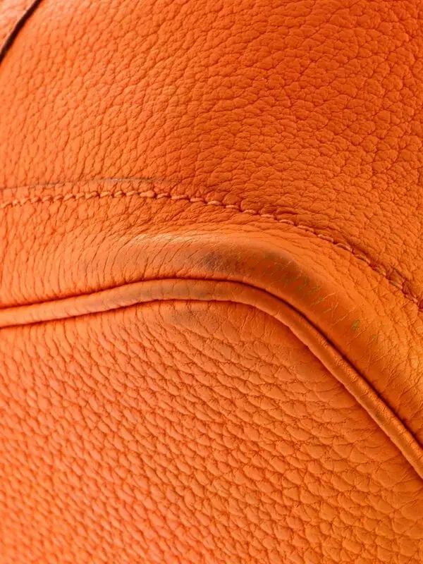 Hermès Garden Party Tote Leather Satchel With Printed Interior - Orange