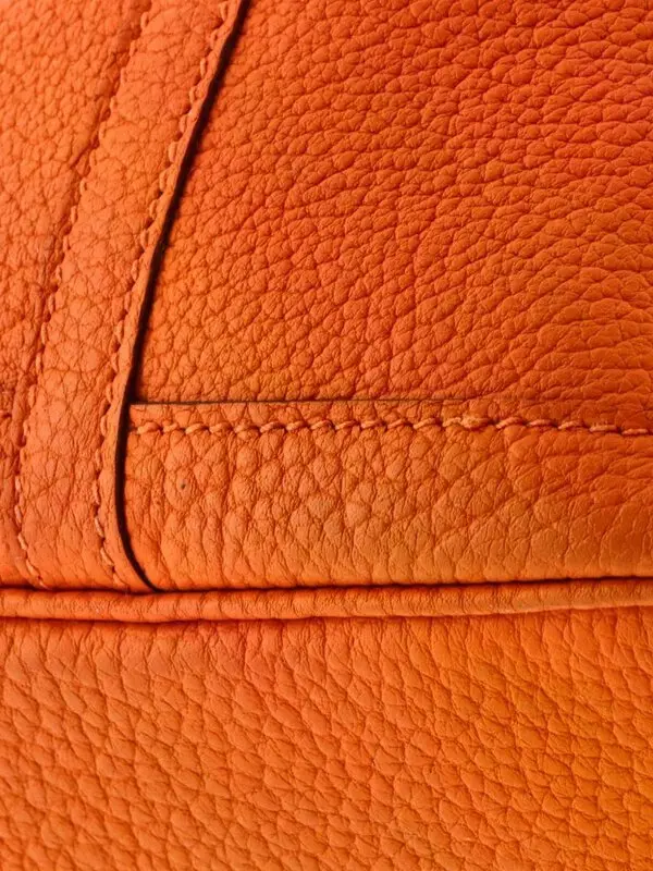Hermès Garden Party Tote Leather Satchel With Printed Interior - Orange