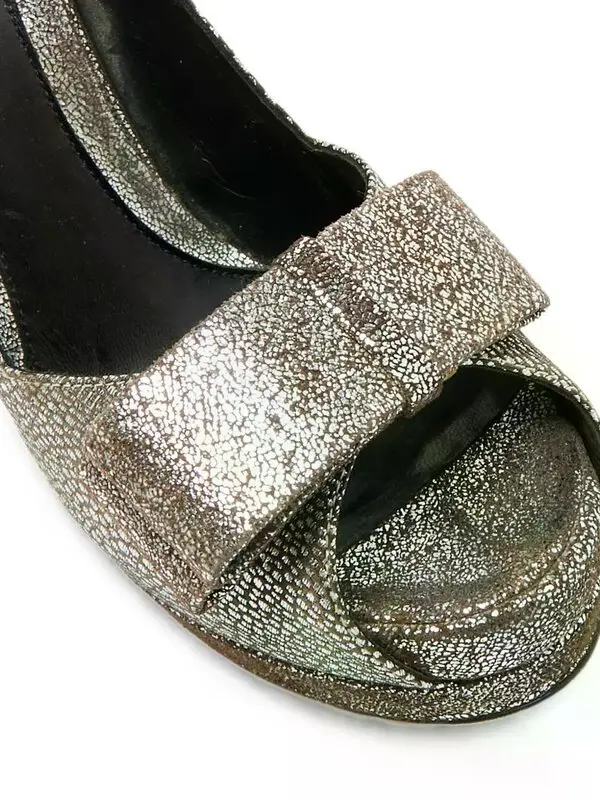 Fendi Tone Brocade Texture Bow Detail Platform Stiletto Pumps