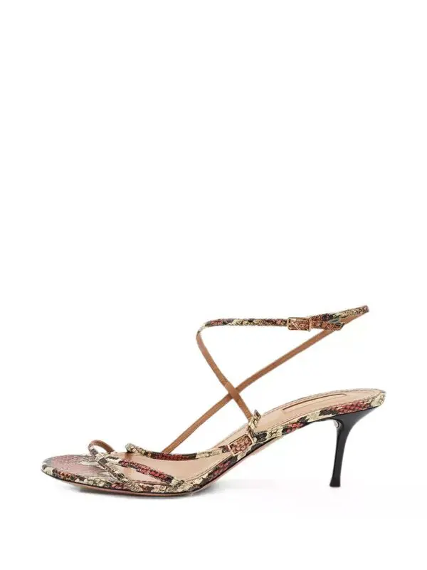 AQUAZZURA Python-embossed Leather Stiletto Sandals - Red