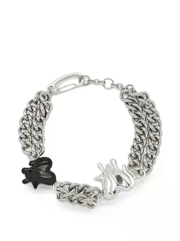 YOJ Heart Motif Curb-link Bracelet In Tone - Silver