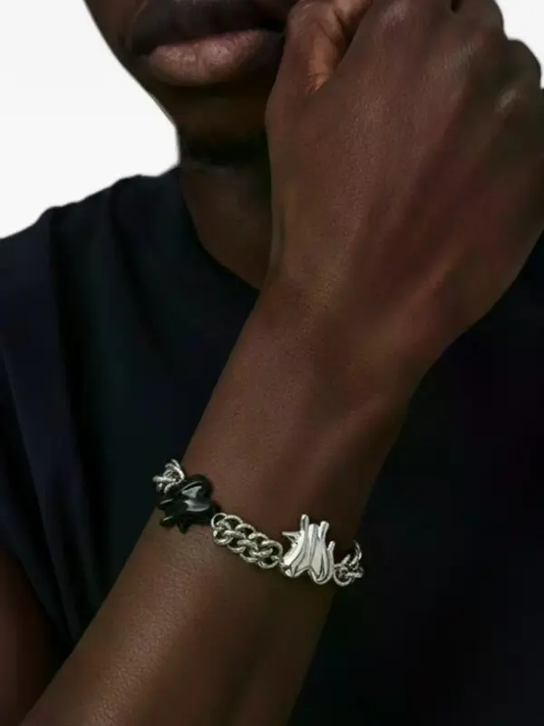 YOJ Heart Motif Curb-link Bracelet In Tone
