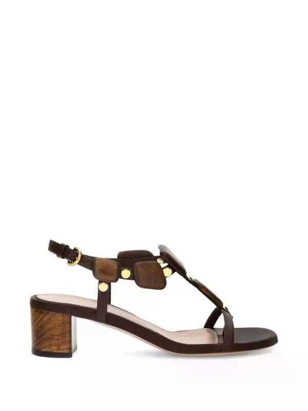 GIANVITO ROSSI Wood-embellished Heeled Sandals - Brown