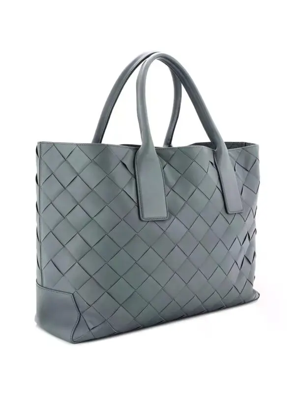 Bottega Veneta Maxi Intrecciato Leather Tote Bag - Grey