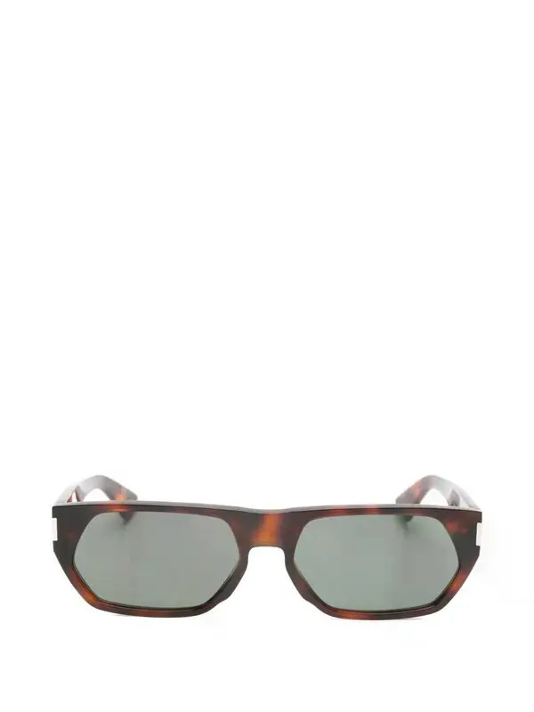 Saint Laurent Tortoiseshell-effect Rectangle-frame Sunglasses - Brown