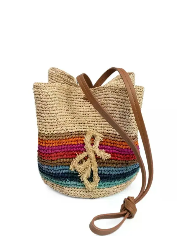 Ruslan Baginskiy Striped Straw Pouch Bag - Neutrals