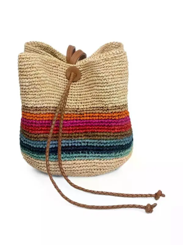 Ruslan Baginskiy Striped Straw Pouch Bag - Neutrals