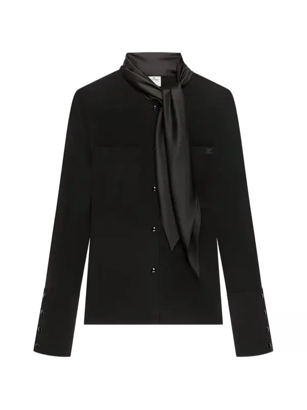 COURREGES Satin-scarf Jersey Shirt - Black