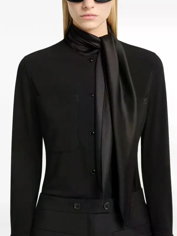 COURREGES Satin-scarf Jersey Shirt - Black