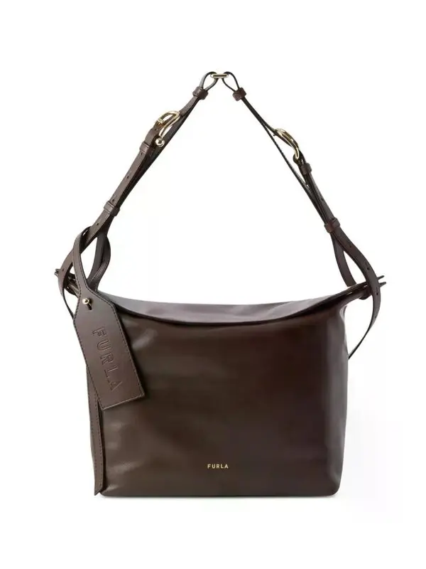 Furla Logo-tag Leather Shoulder Bag - Brown