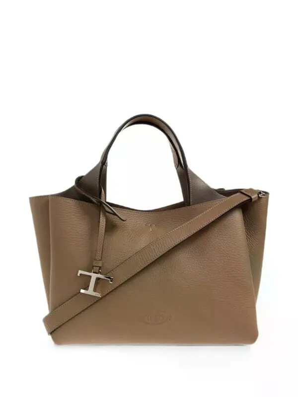TOD'S Grained Leather Tote Bag - Neutrals