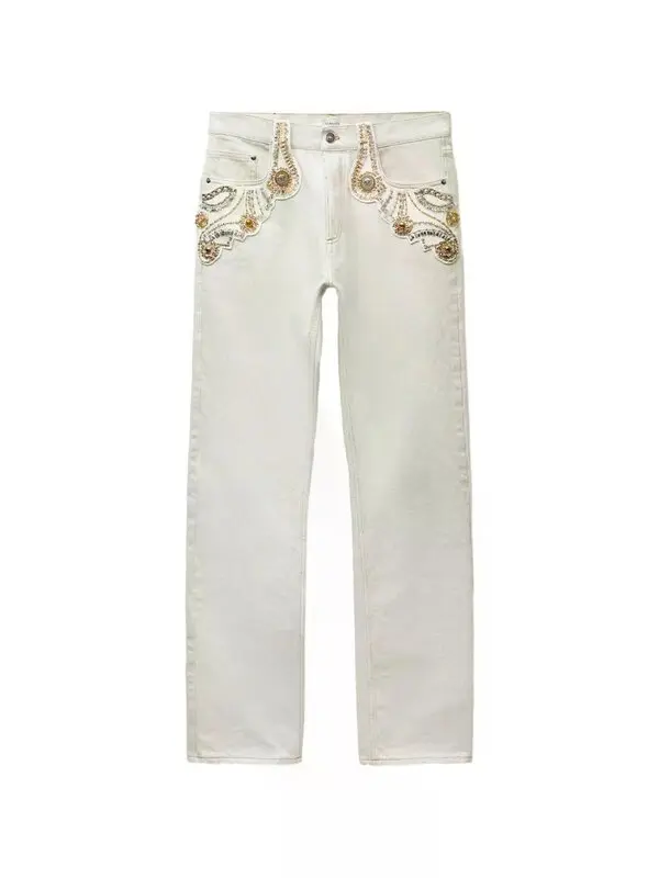 Versace Embellished Straight-leg Jeans