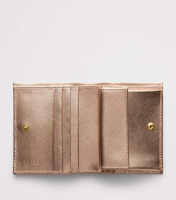 Prada Small Metallic Saffiano Leather Wallet