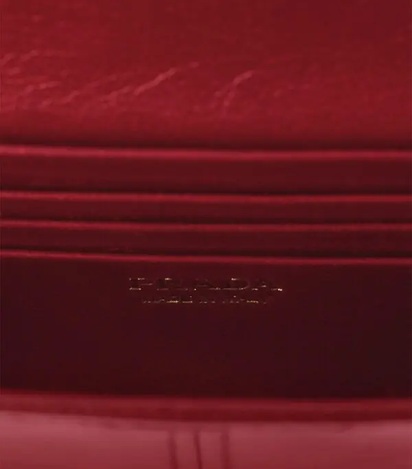 Prada Leather Wallet With Shoulder Strap - Red