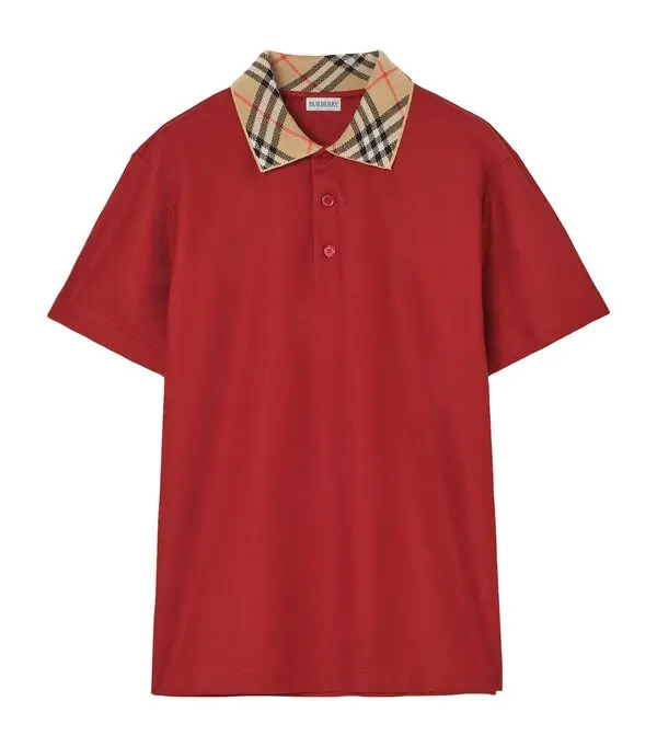 Burberry Cotton Check-collar Polo Shirt - Red