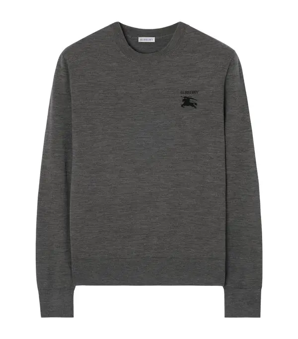 Burberry Wool Equestrian Knight Emblem Sweater - Grey