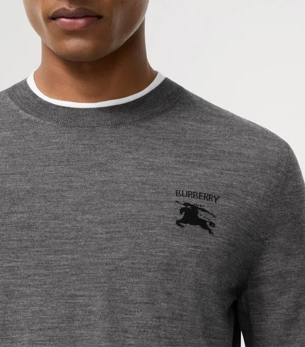 Burberry Wool Equestrian Knight Emblem Sweater - Grey